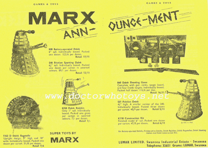 Marx Doctor Who Toys and Figures